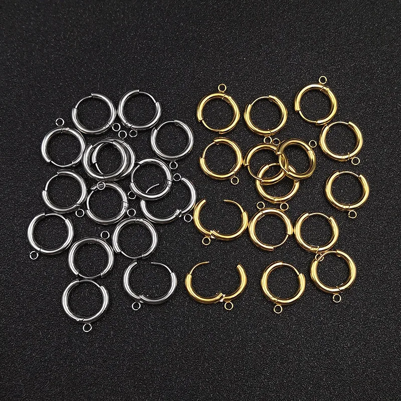 10pcs/lot Stainless Steel Gold Round Hoop Earring Hooks 2.5mm Thick ...