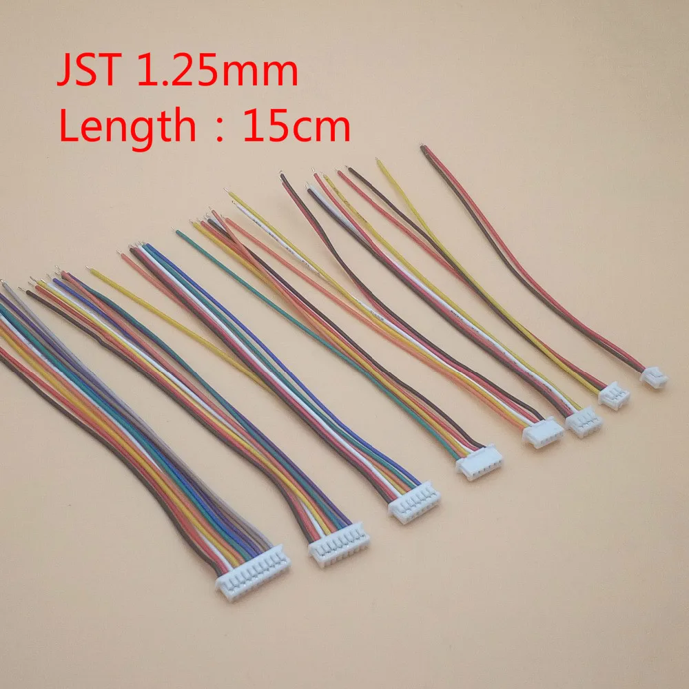 100Pcs JST 1.25 2/3/4/5/6/7/8/9/10 Pin Single Head Plug With 28AWG ...