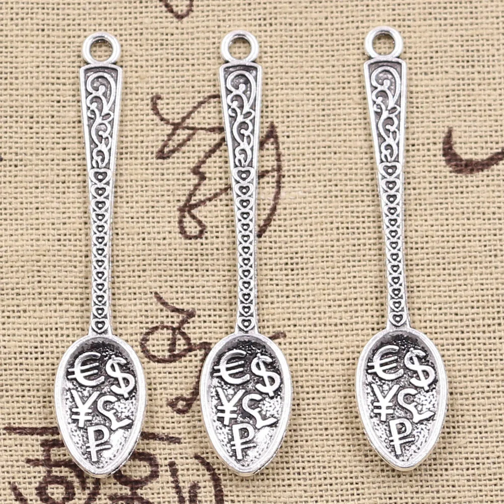 8pcs-Charms-Dollar-Spoon-Money-57x12mm-Antique-Bronze-Silver-Color ...