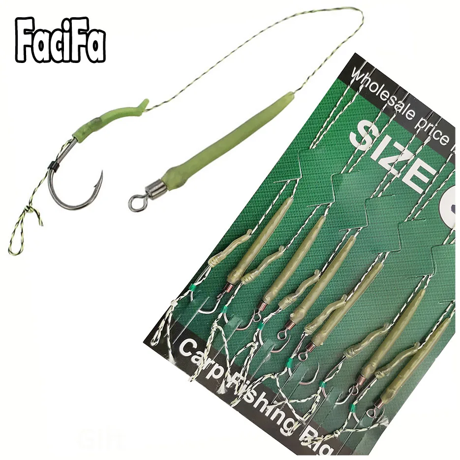 6 to 12pcs Carp Fishing Accessories Hair Rig Fishing Hook 1set Ready ...