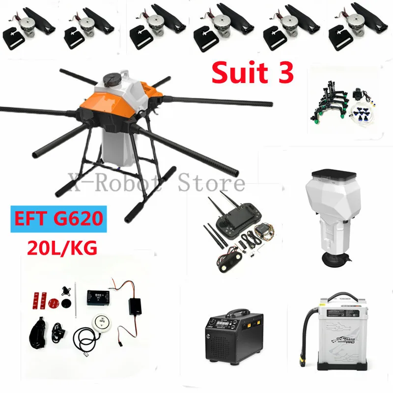 EFT G620 Six-Axis 20L 20KG Agricultural Spray Drone 8L Pump K3A PRO K+ ...