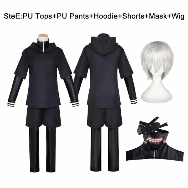JP Anime Tokyo Ghoul Ken Kaneki Cosplay Costume Full Set Black Leather ...