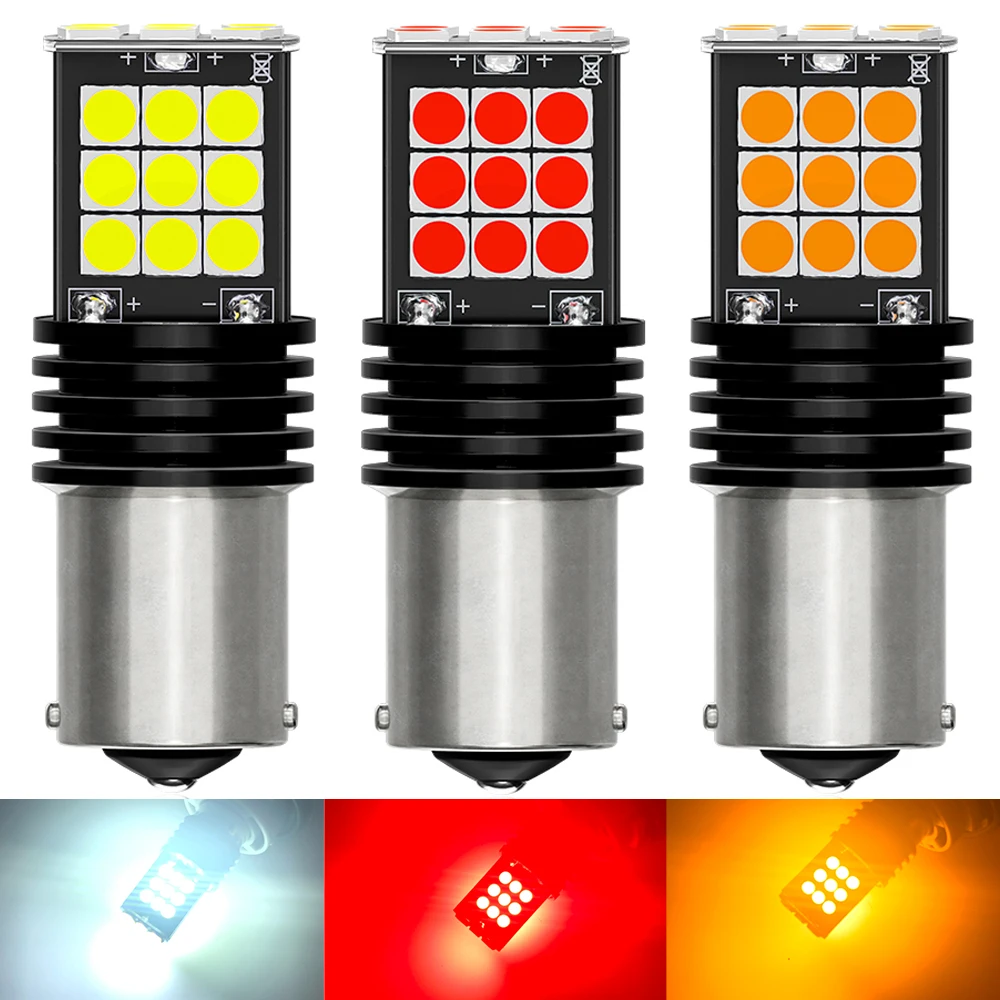 2pcs P21W 1156 BA15S LED Bulbs Car Lights Turn Signal Reverse Brake ...