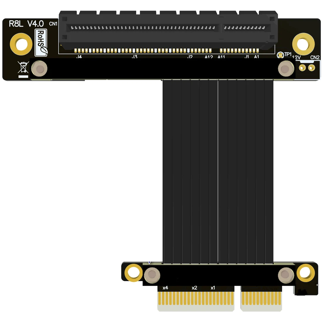 PCI E X4 To X8สาย PCIe 4.0 Gen3 32G/Bps ความเร็วสูง8X 4X สาย90/180องศา ...