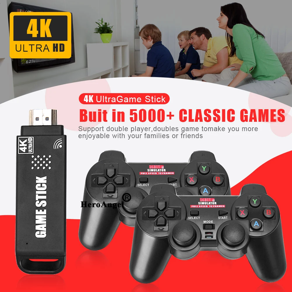 4k Hd Video Game Console 2.4g Dual Wireless 16 Bit Game Controller With ...