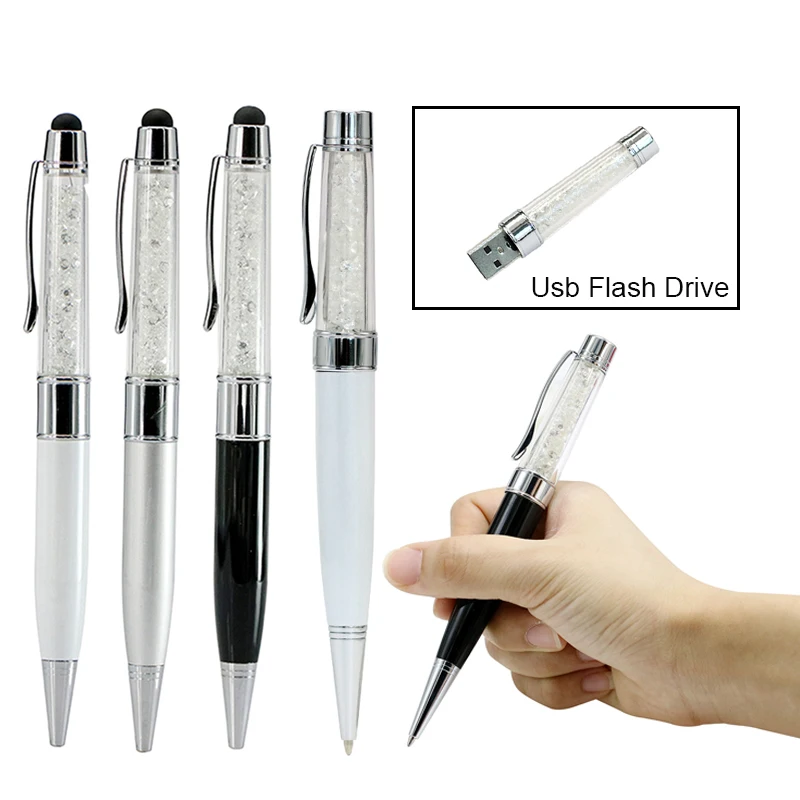 Diamond Rhinestone Ballpoint Pen USB 플래시 드라이브 USB 2.0 Pendrive 64GB USB ...