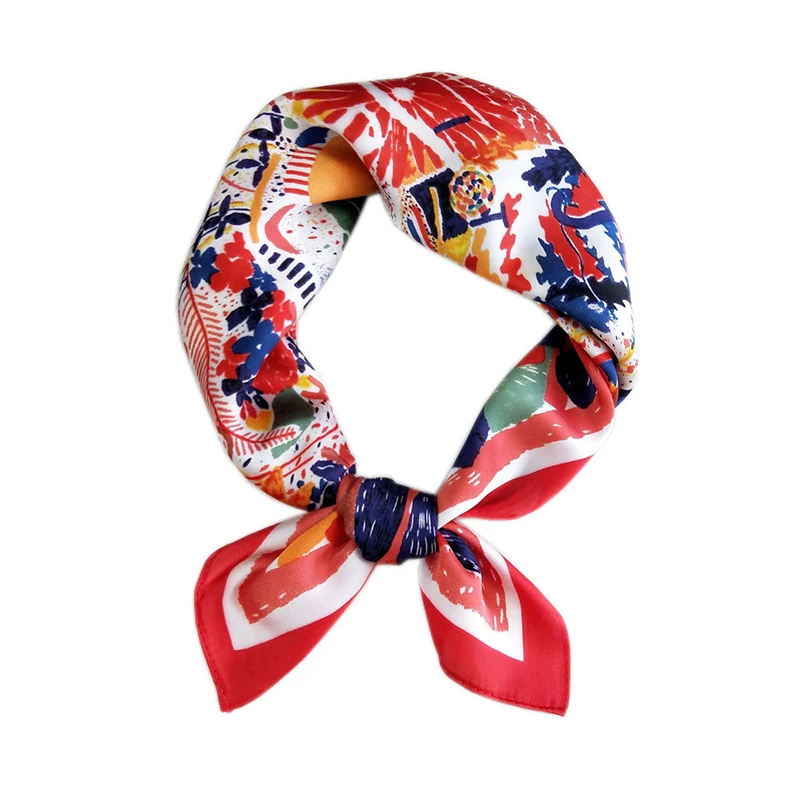 ECHARPE,6020--Foulard carré en soie pour femmes, petit foulard à la ...