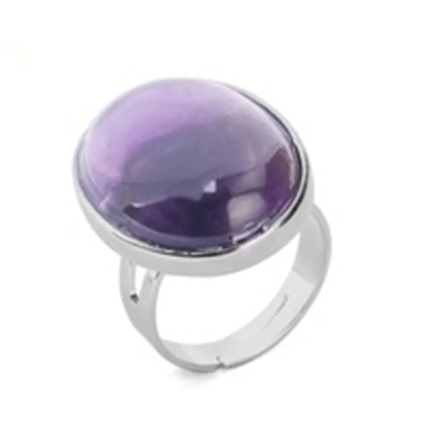 KFT Natural Stone Finger Rings Amethysts Crystal Rose Pink Quartz Oval ...