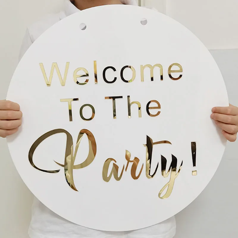 Acrylic White Circle Welcome Sign, Wedding Birthday Party Welcome Sign ...