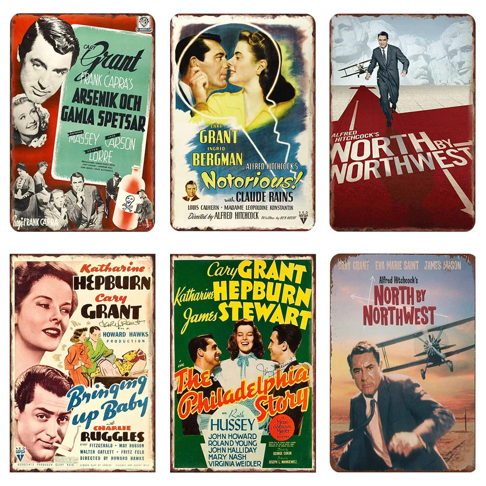 Retro Cary Grant Movies Metal Tin Sign Plate Pub Bar Coffee Decoration ...