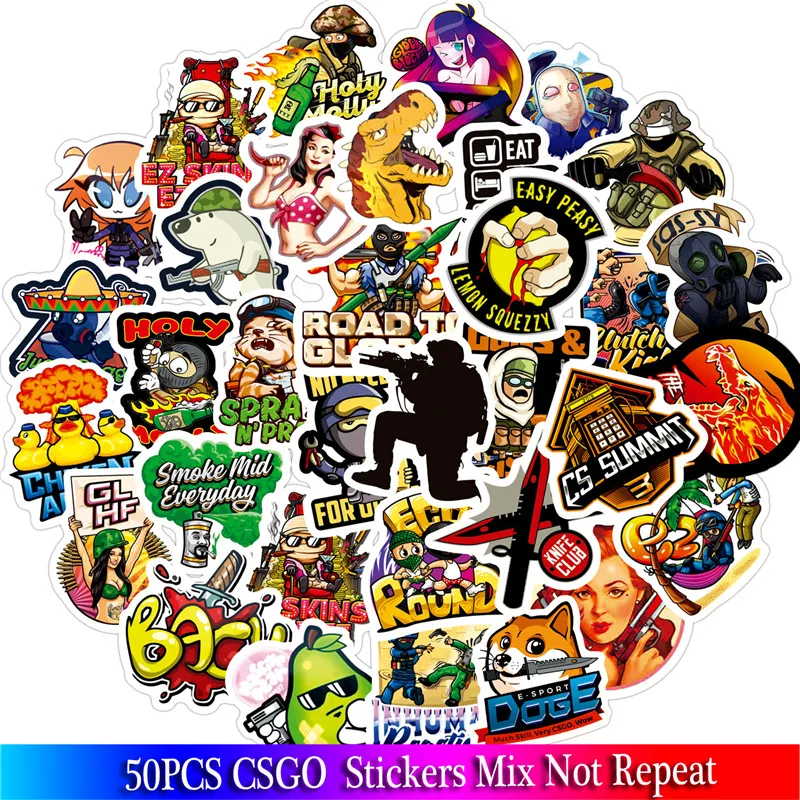 50 PCS Lot CS GO Stickers Motorcycle Anime Game Sticker For Boys Laptop ...