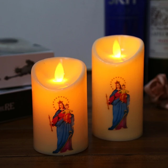 Jesus Christ Candles Lamp LED Tealight Romantic Pillar Light Battery Operated Creative Flameless ...