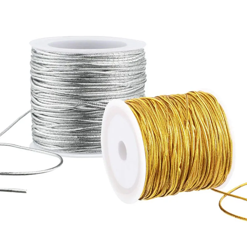 20Meters-Roll-Gold-Silver-Elastic-Cord-Round-High-Elastic-Metallic ...