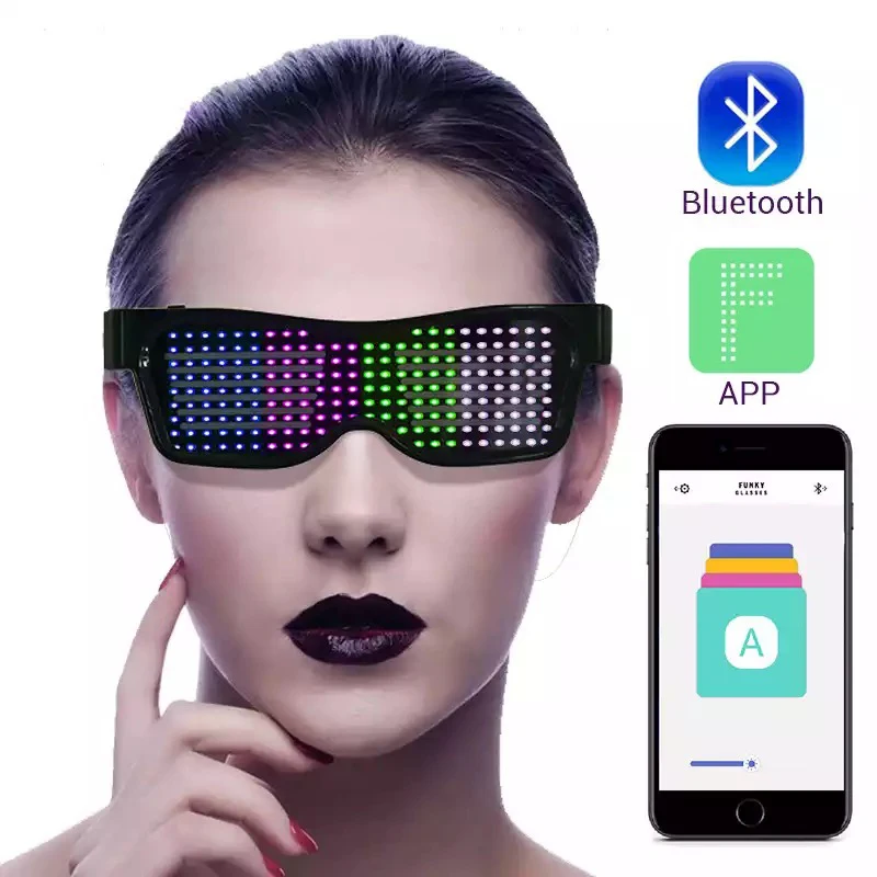 Bluetooth-programmable-party-luminous-LED-glasses-night-flashing-glow ...