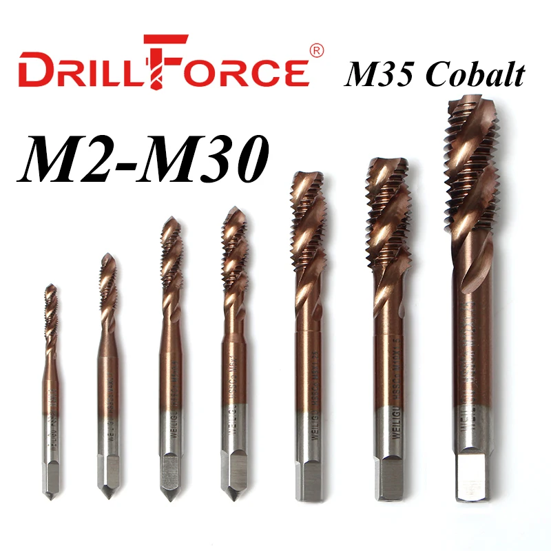 Drillforce Cobalt Screw Thread Tap Drill Bits HSSCO M35 Spiral Flute ...