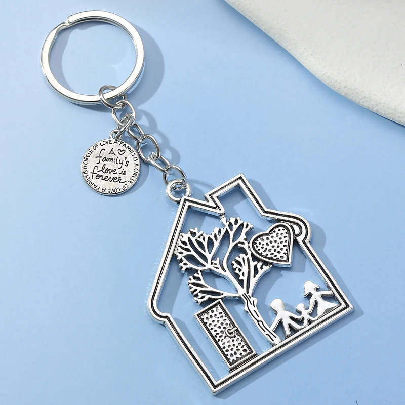 Family Keychain Dad Mom Child Love House Key Ring Kinship Key Chains ...