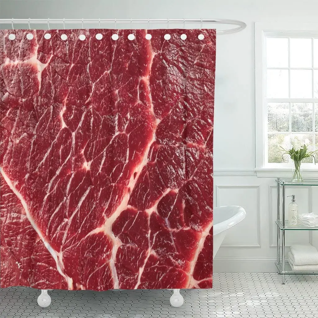 Fabric-Curtains-with-Hooks-Red-Beef-of-Meat-Raw-Food-Meal-Steak-60-X72 ...
