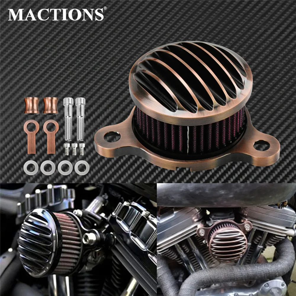 Motorcycle-Bronze-Air-Filter-Intake-Filter-System-Kit-CNC-Air-Cleaner ...