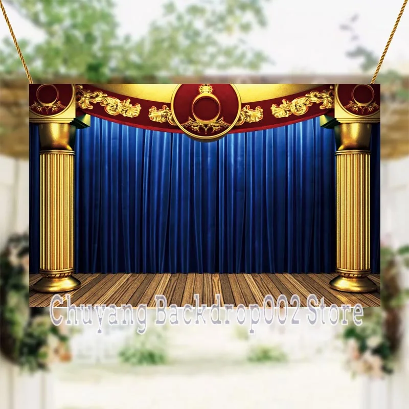 Royal Blue Curtain Graduation Party Host Stage Show Kids Birthday ...