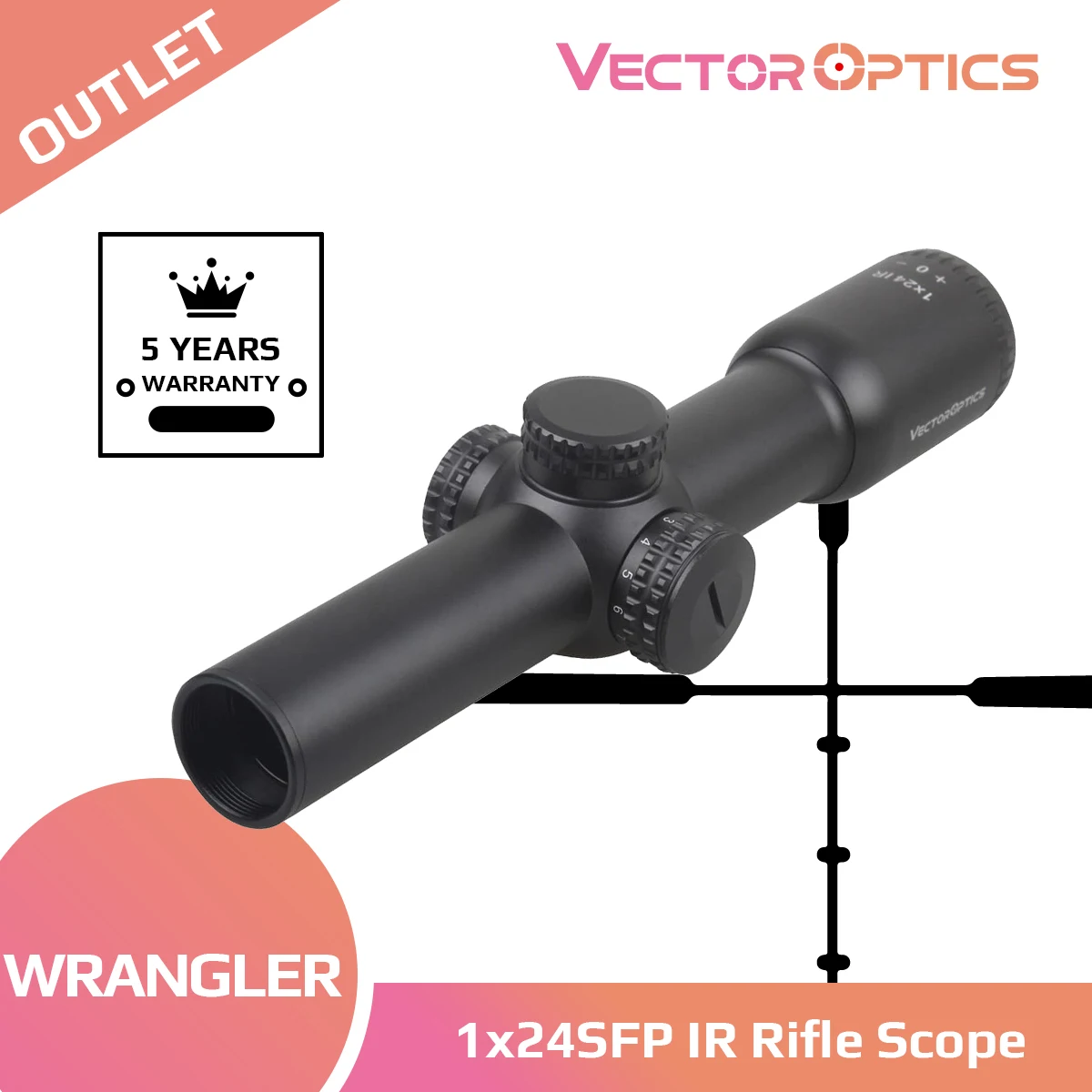 Vector Optics Wrangler 1x24 Crossbow Scope Riflescope 30mm Monotube ...