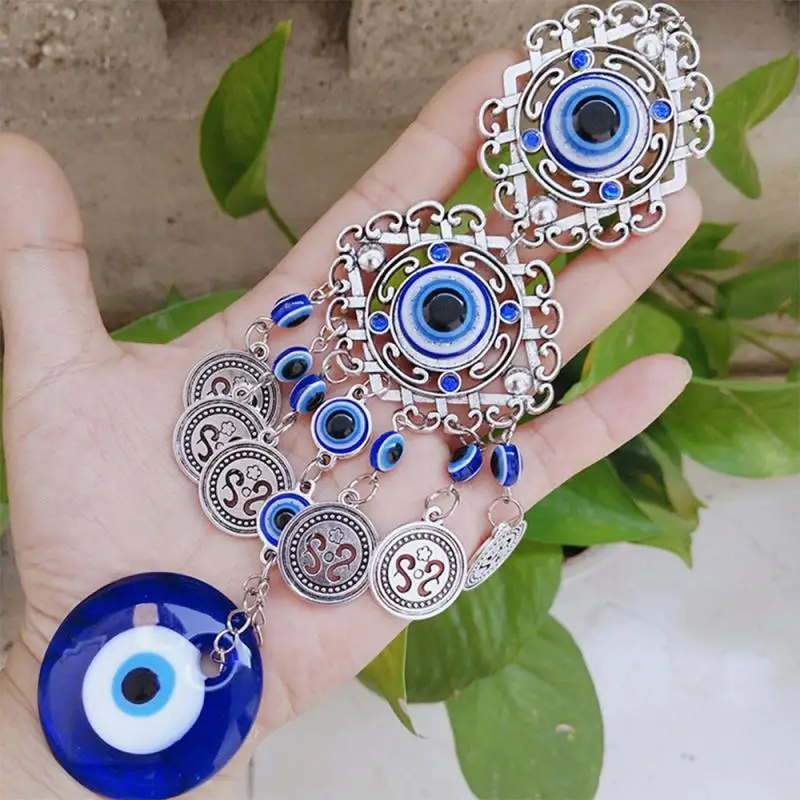 EVIL-EYES-Wind-Chimes-Turkey-Alloy-Fatima-Hand-Owl-Butterfly-GlassBlue ...