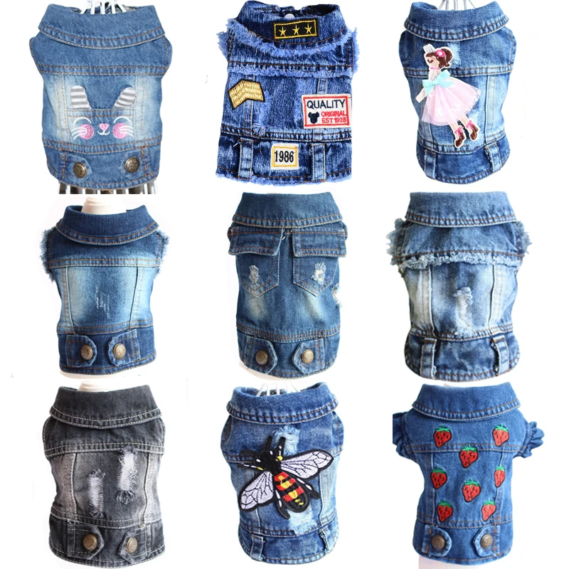 Stylish Denim Jacket For Small Medium Dogs Lapel Jeans Vest Costume ...