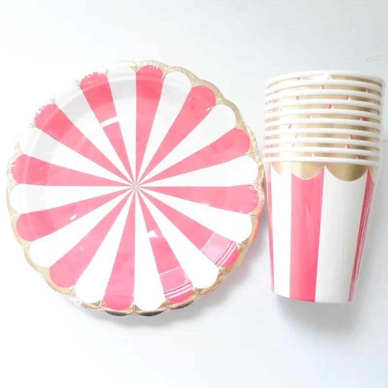 10people Use Red Striped Disposable Tableware Red Strip Theme ...