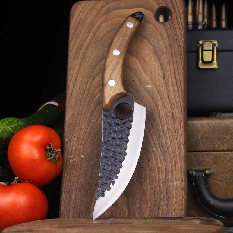 6 Inches Forged Bone-picking Knife Yellow Pear Wood Slicing Knife ...