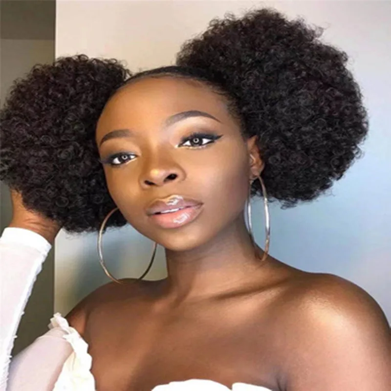 Alibaby-coleta-de-pelo-sint-tico-Afro-rizado-con-cord-n-extensiones-de ...