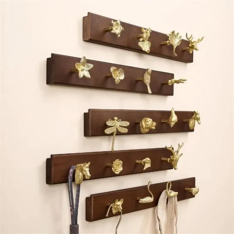 Wall Mount Row Hook Brass Animals Combination Towel Hook For Bathroom ...