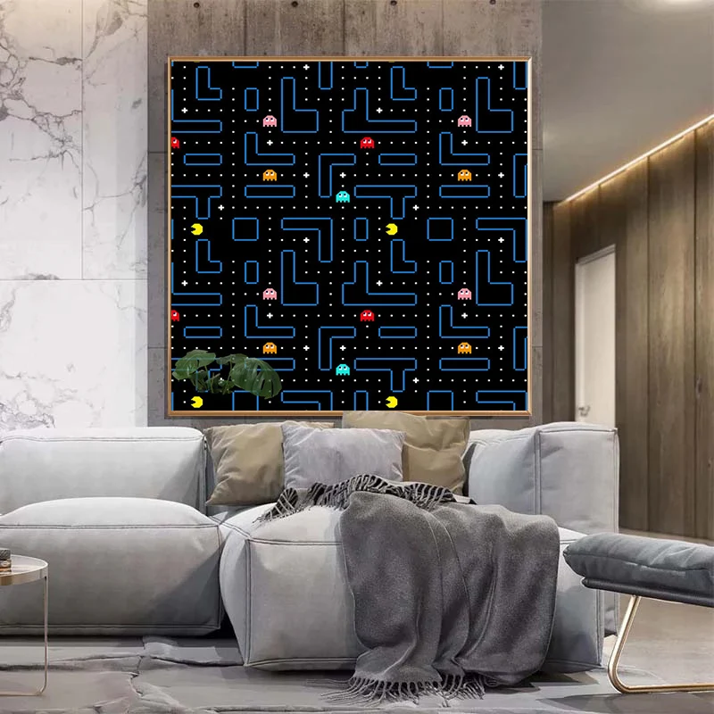 Classic PacMan Game Modern Canvas Painting Printed on Canvas ...