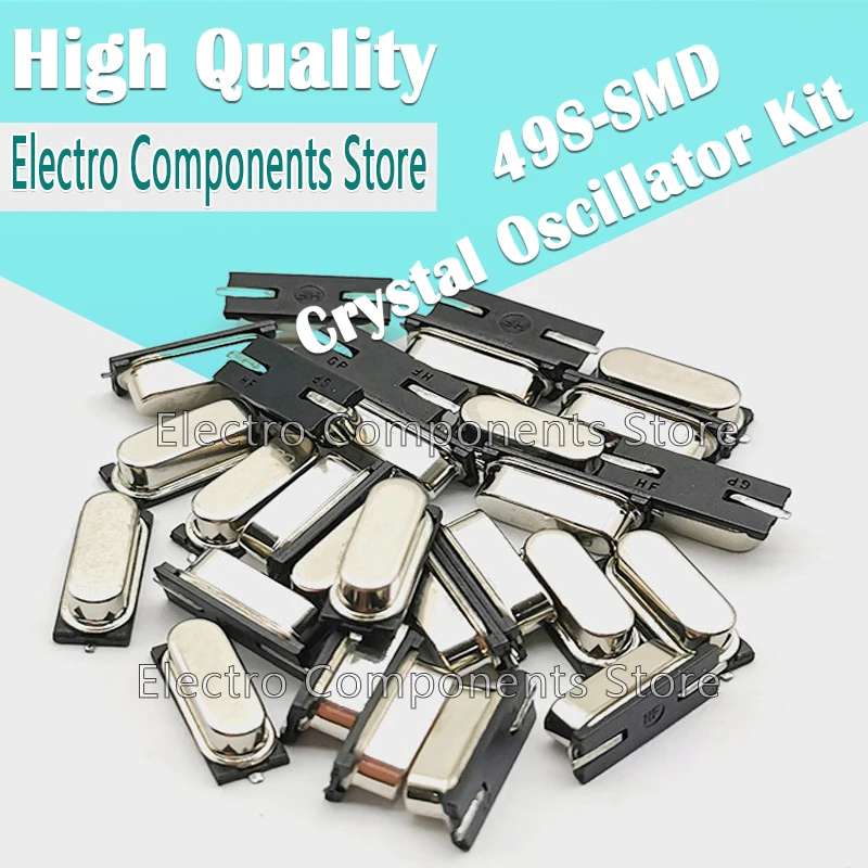 35PCS=7Values*5PCS HC 49S SMD Quartz Resonator Crystal Oscillator Kit 6Mhz 8Mhz 10Mhz 12Mhz ...