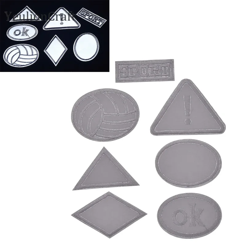 Chzimade-5Pcs-Rectangle-Triangle-Reflective-Embroidery-Patch-Adhesive ...