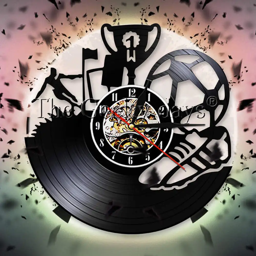 Soccer Players Vinyl Wall Clock Soccer Team Champions Sports Decoration ...
