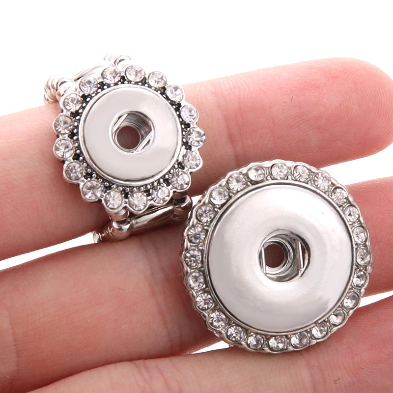 2019 New Snap Jewelry Crystal Snap Button Ring 12mm 18mm DIY Party Ring ...