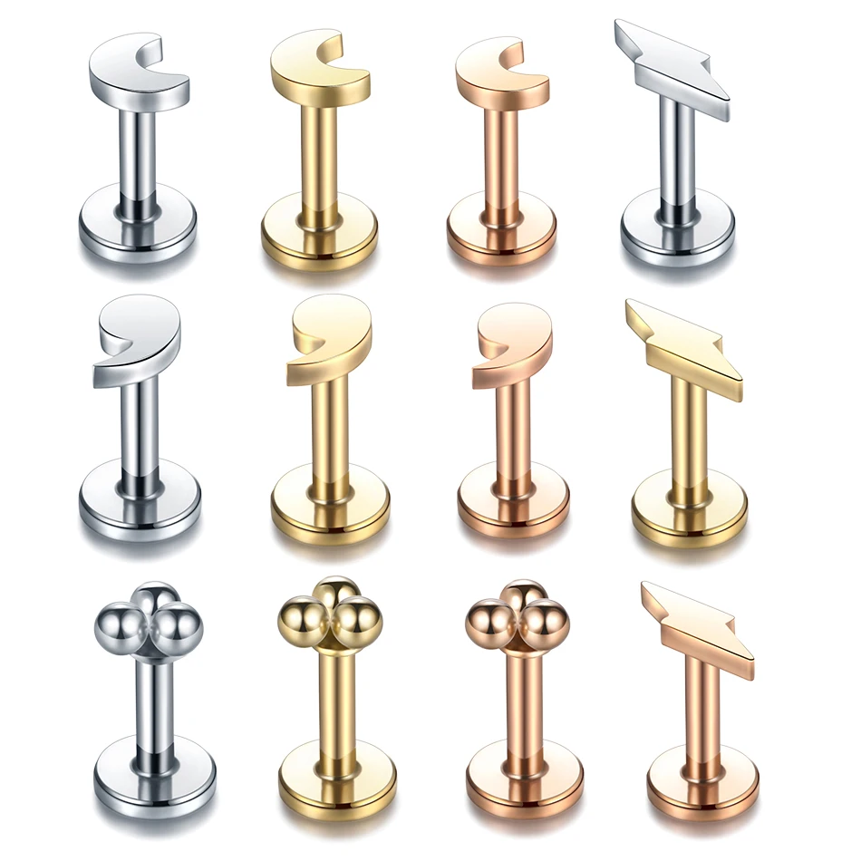 Piercing Labret de acero inoxidable para labio de mujer, anillo de ...