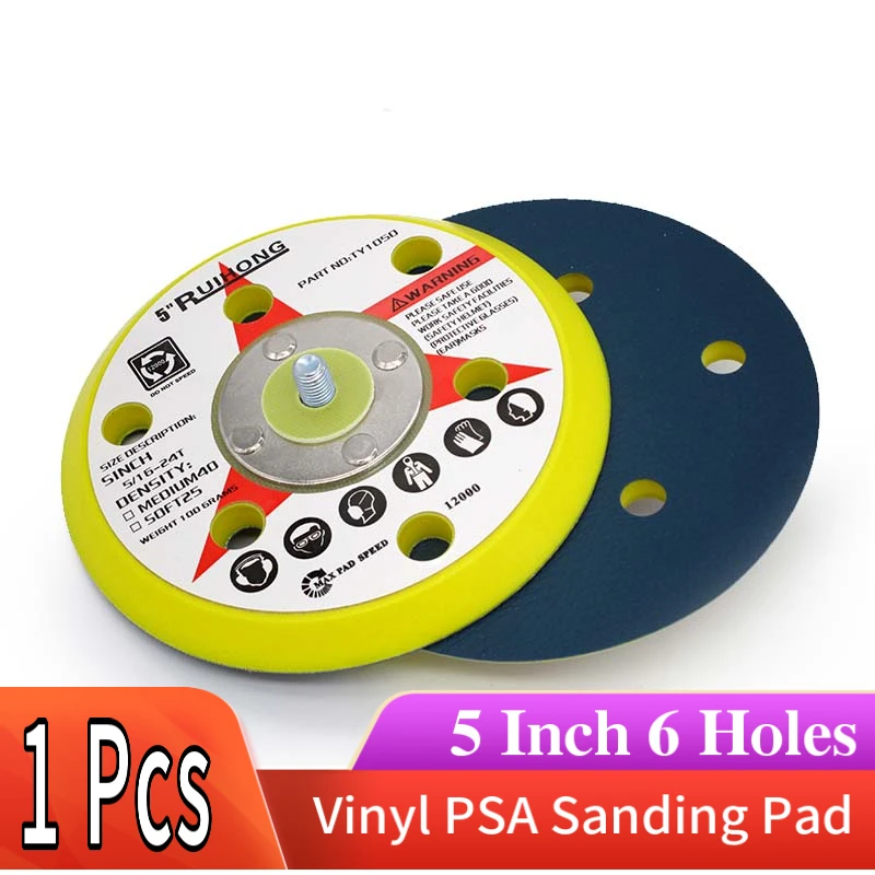 5-Inch-6-Hole-Vinyl-PSA-Sanding-Pad-Sander-Backing-Pad-5-16-24-Thread ...
