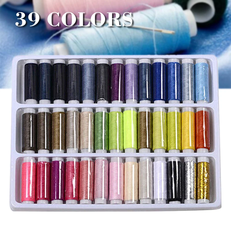 39pcs Sewing Thread Mixed Colors 402 Polyester Yarn Spool Sewing Thread ...