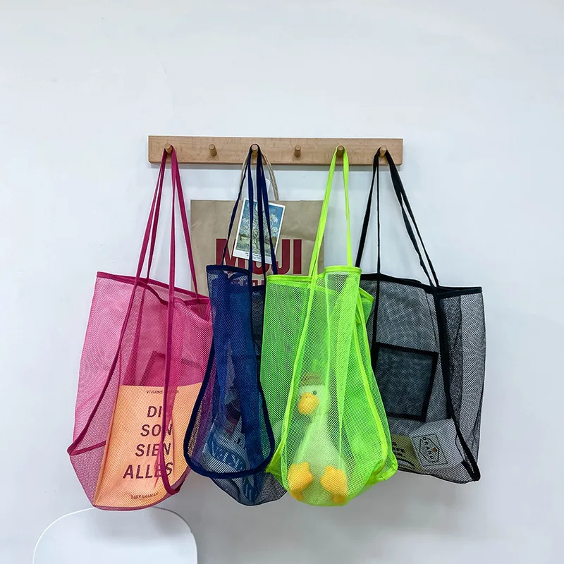 Summer Large Capacity Beach Mesh Tote Toys Storage Organiser Shoulder ...