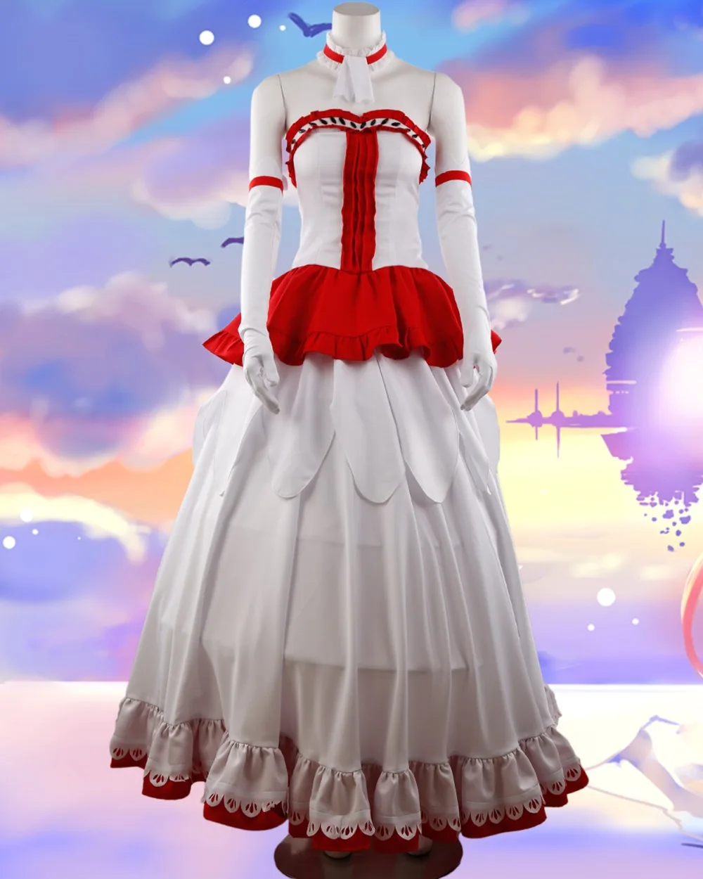 Sword-Art-Online-Game-SAO-Yuuki-Asuna-Red-Wedding-Dress-Cosplay-Costume ...