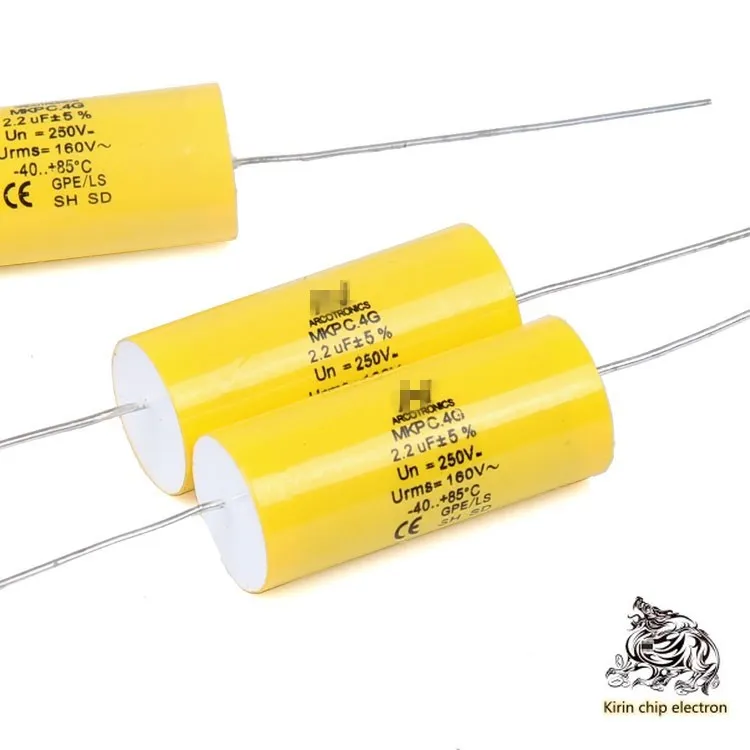 Capacitor de filme axial 10 com polidor 2.2uf 250v mkp c. 4g, pino de ...