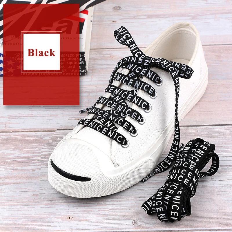 1 Pair New Letter Printed Shoe Laces 1CM Width 80 160CM Length Canvas ...