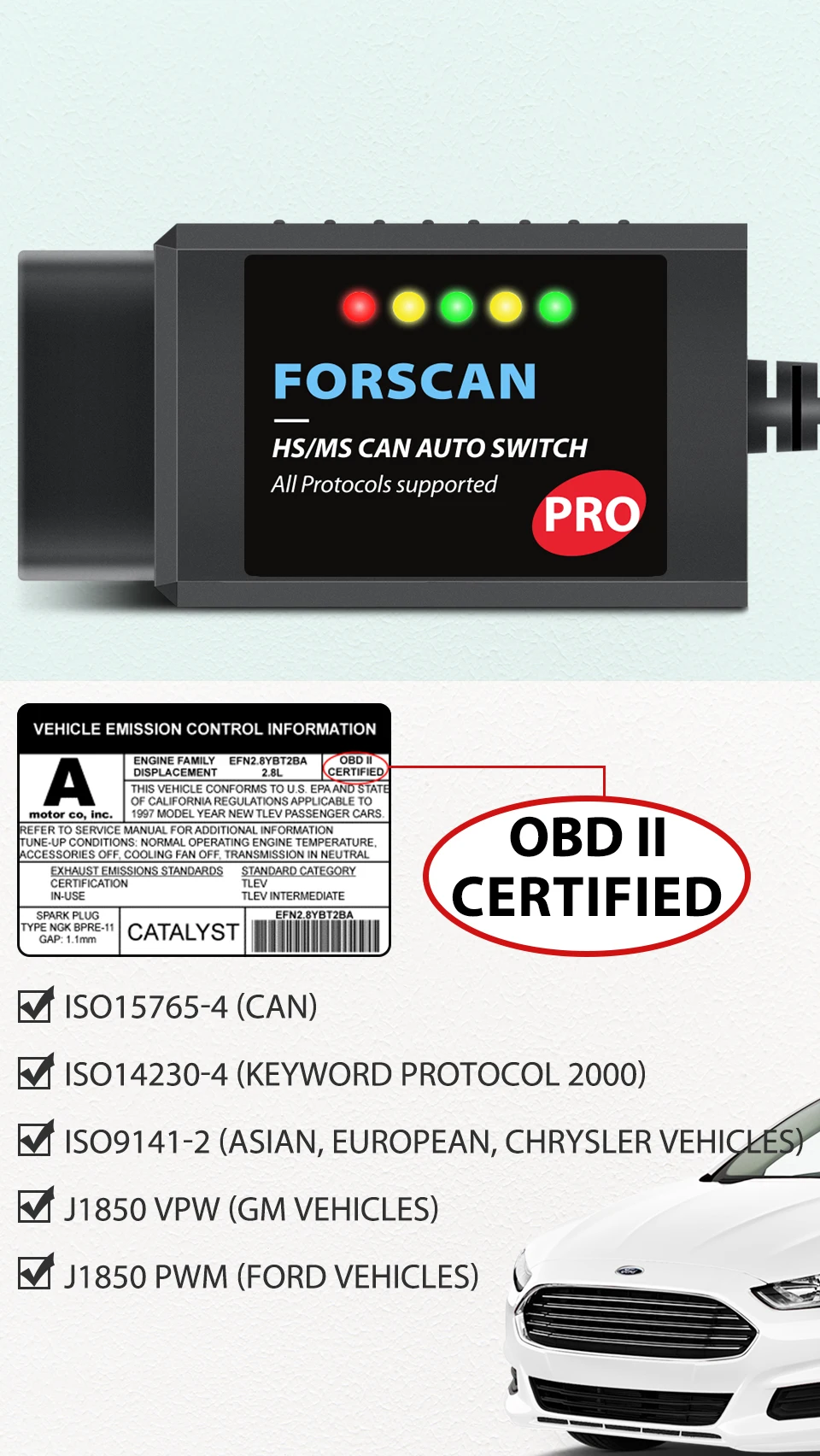 JUTA ELM327 FORScan ELMconfig OBD2 Diagnostic Adapter OBDII USB Scan Tool for Accessing Vehicle ...