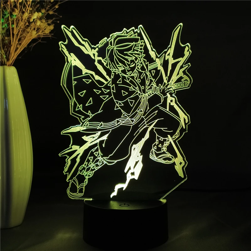 Taille 7 color crack base Lampe Led 3D à l'effigie de Demon Slayer ...