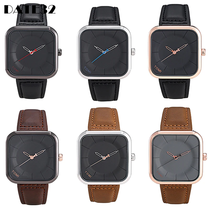 Casual Watch for Men Simple Square Dial Case Men Quartz Wrist Watches ...