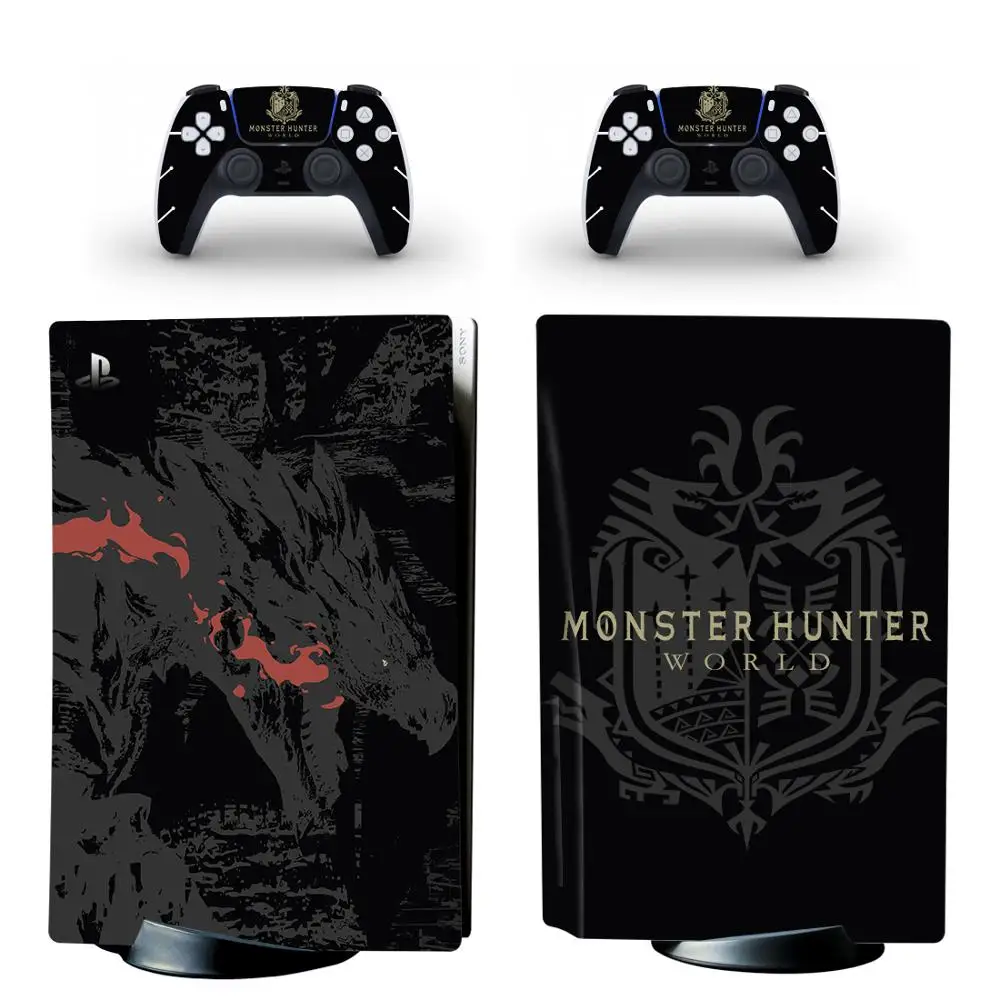 Ps5 스탠더드 디스크 스킨 스티커 몬스터 헌터 월드 플레이 스테이션 5 콘솔 및 컨트롤러 전용 데칼 커버 비닐 소재스티커