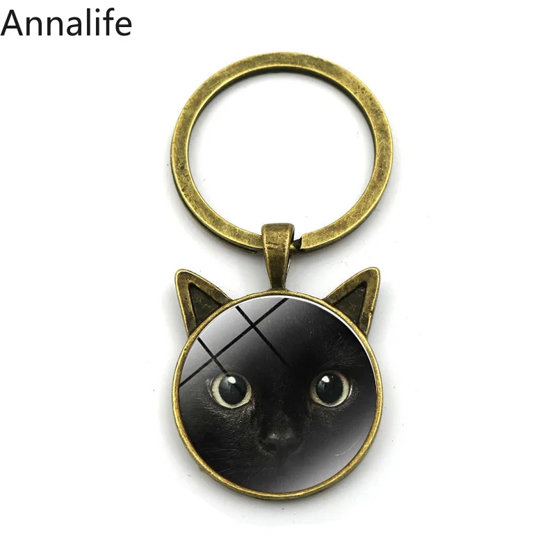 2019 New metal Cat face Keychain Cat Ears Anime Pendant Key Chain Key ...