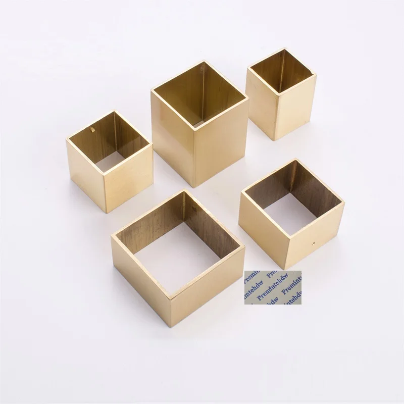 2Pcs Square Brass Tip Cap Sleeve For Mid-Century Modern Chinese Style ...