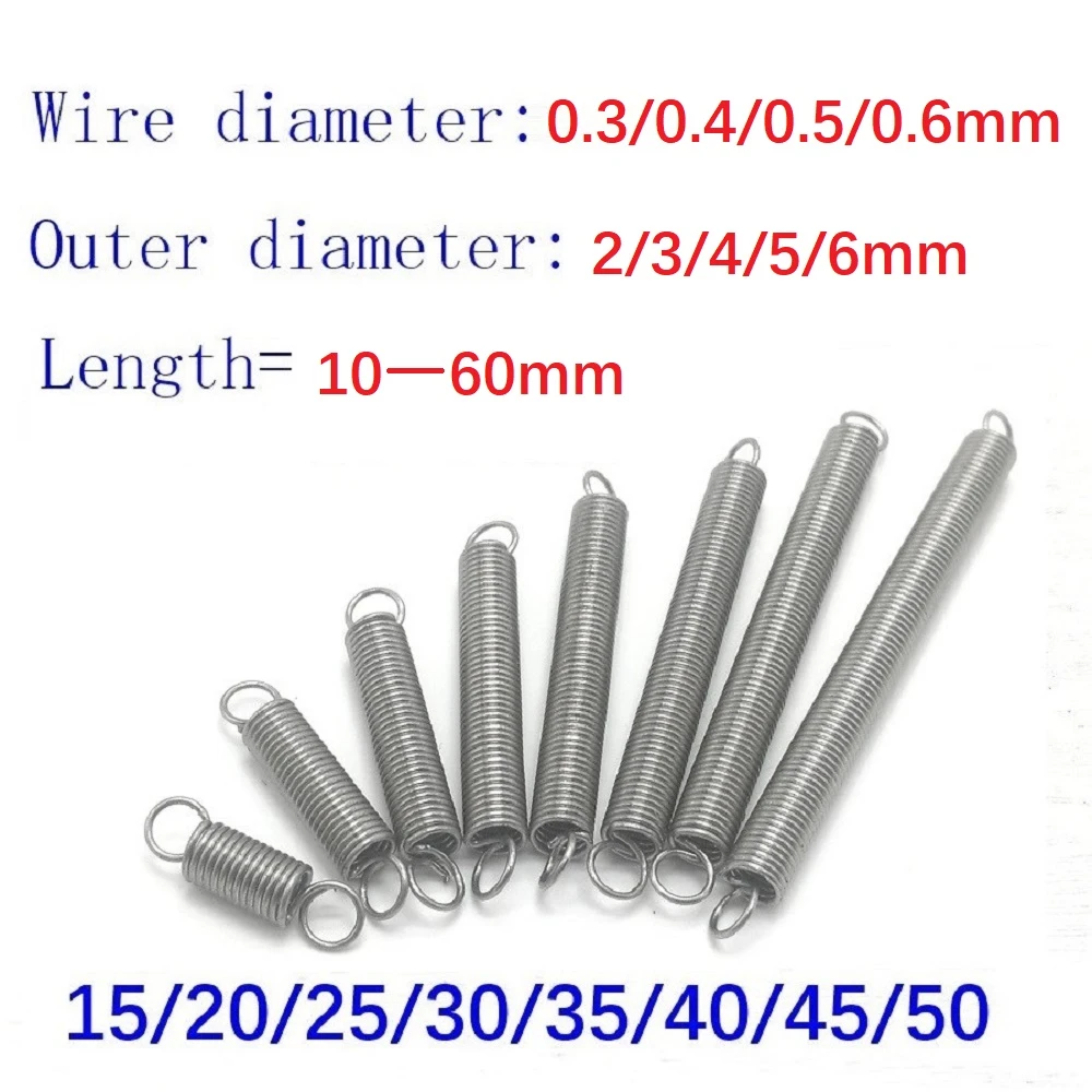 10pcs 304 Stainless Steel Dual Hook Small Tension Spring Hardware ...