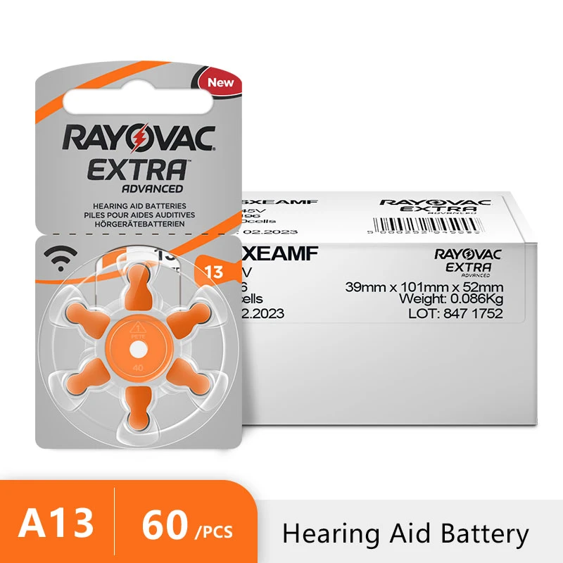 60 Pcs Rayovac Extra Zinc Air Hearing Aid Batteries A13 13a 13 P13 Pr48 ...